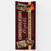 Modern Elegant Red Gold Photo Collage Graduation Banner | Zazzle
