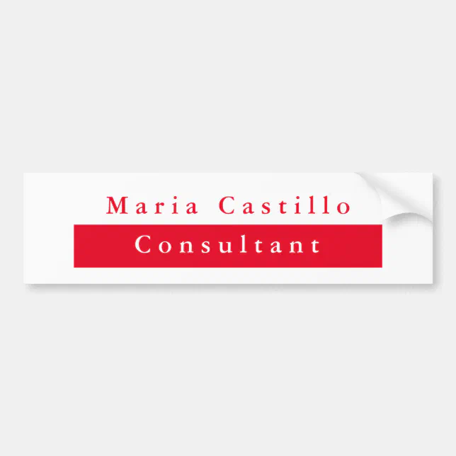 Modern Elegant Red White Minimalist Bumper Sticker | Zazzle