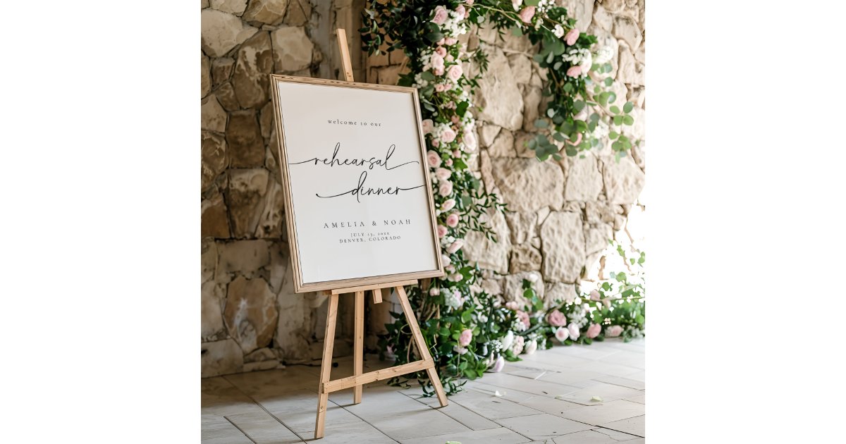 Modern Elegant Rehearsal Dinner Welcome Sign | Zazzle
