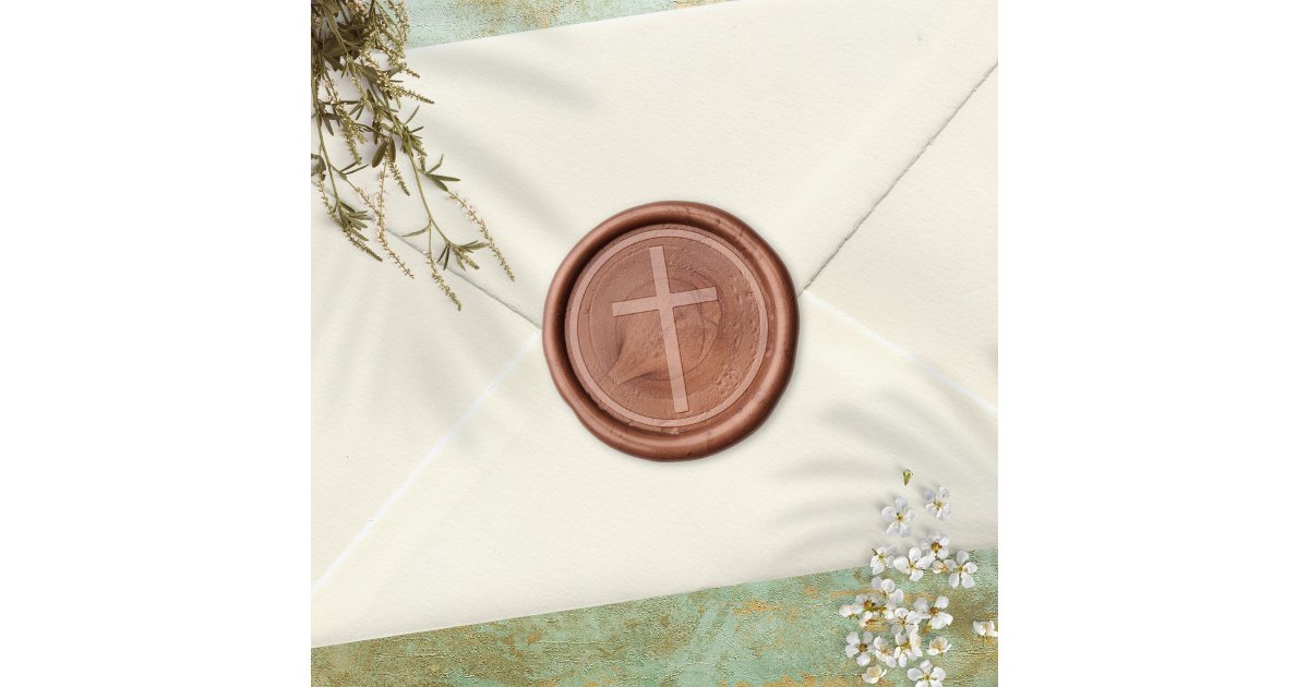 Modern Elegant Religious Christian Cross Wax Seal Stamp | Zazzle