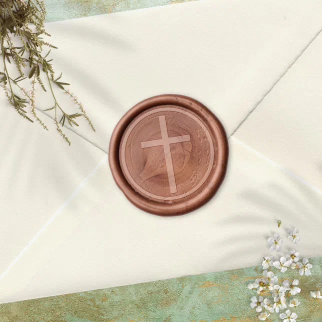 Modern Elegant Religious Christian Cross Wax Seal Stamp | Zazzle