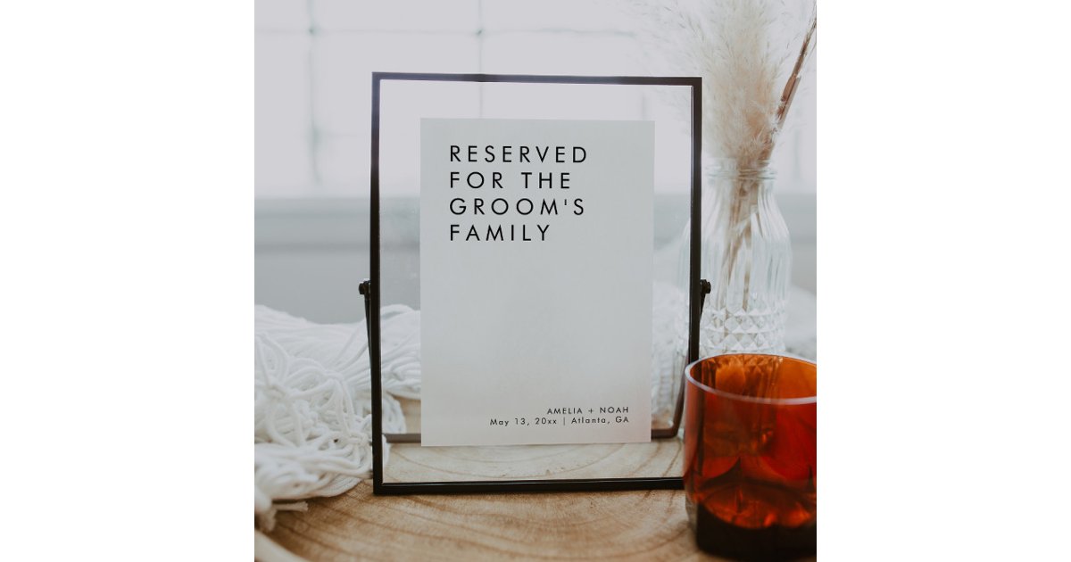 Modern Elegant Reserved For Wedding Table Sign Invitation | Zazzle
