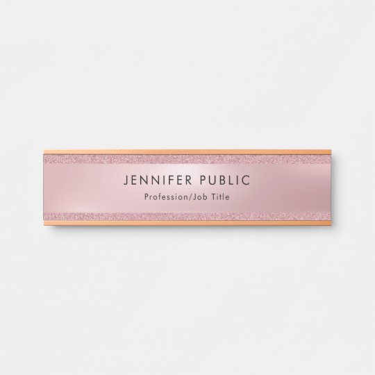 Modern Elegant Rose Gold Glitter Glamour Template Door Sign | Zazzle.com