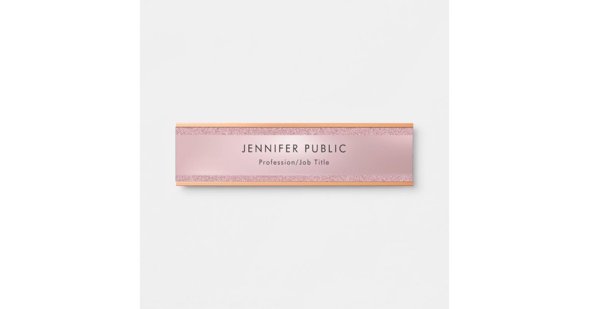 Modern Elegant Rose Gold Glitter Glamour Template Door Sign | Zazzle