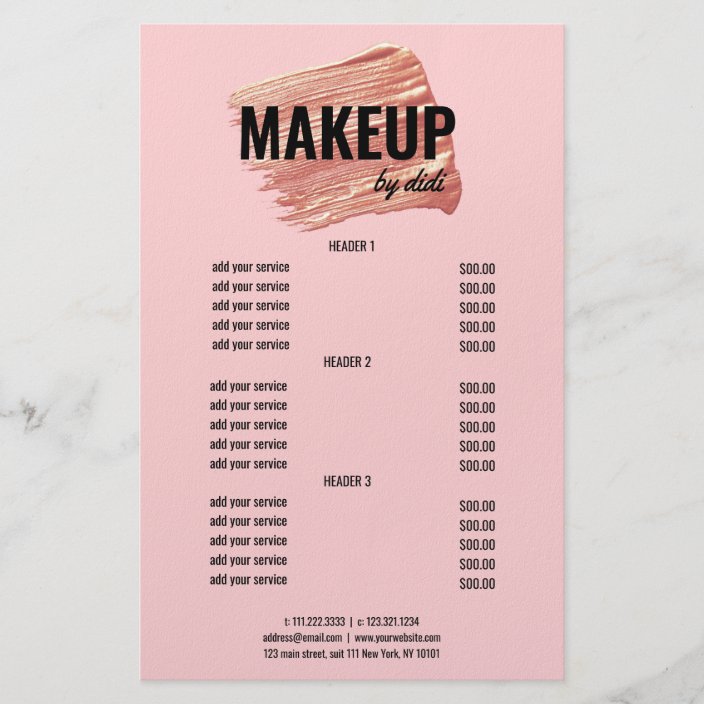 Modern elegant rose gold lipstick stroke makeup flyer | Zazzle