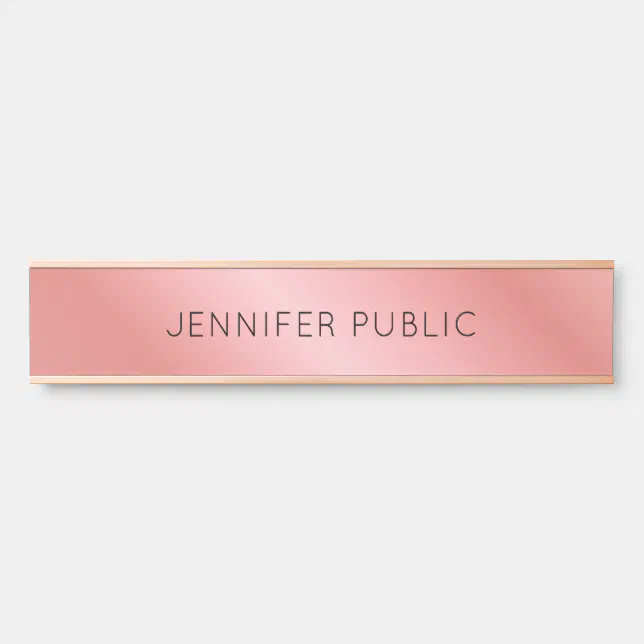 Modern Elegant Rose Gold Personalized Template Door Sign | Zazzle
