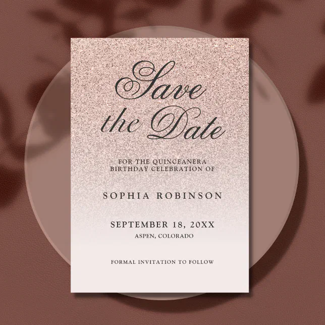 Modern Elegant Rose Gold Save the Date Quinceañera | Zazzle