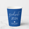 Modern Elegant Royal Blue Graduate 2024 Graduation Paper Cups | Zazzle