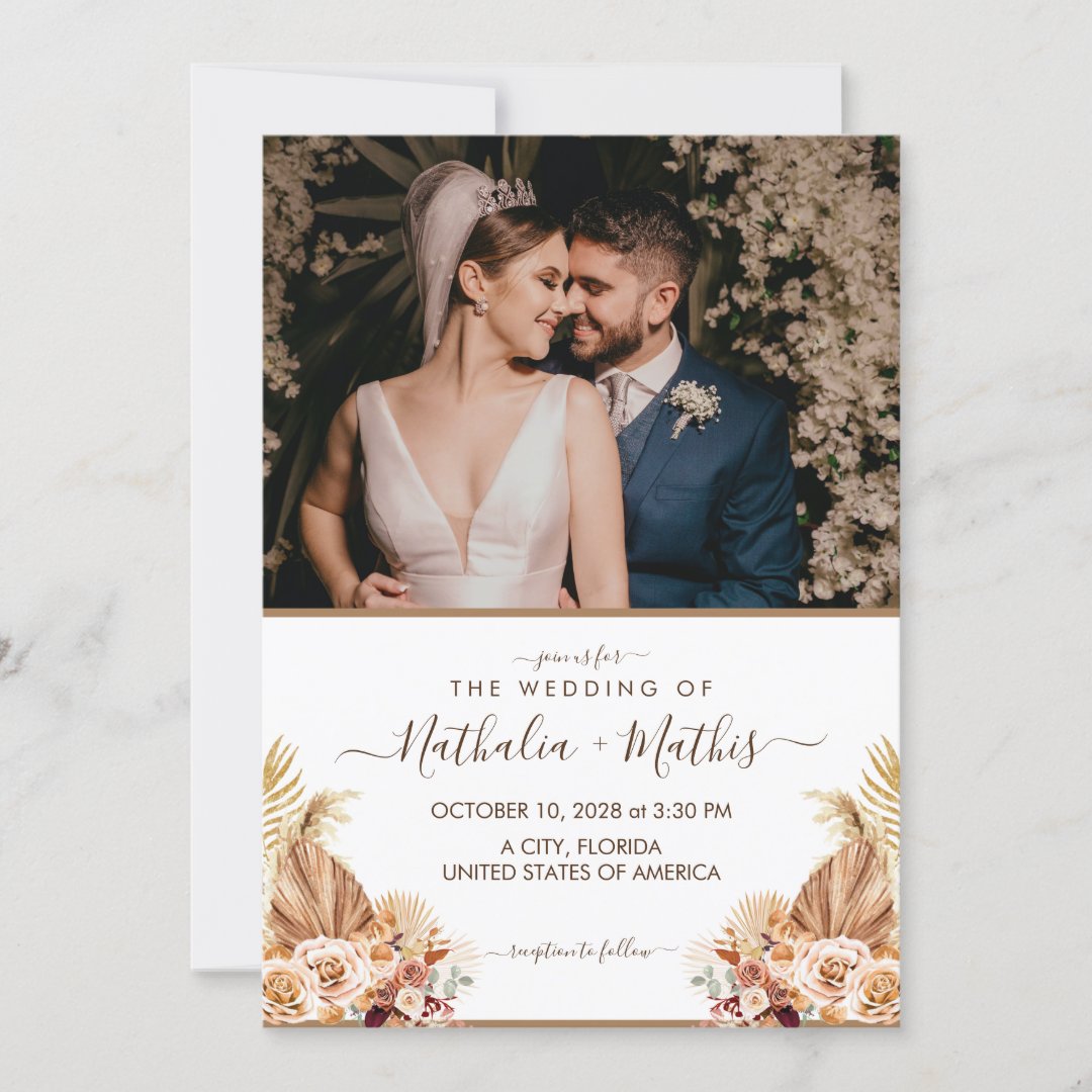 Modern Elegant Rustic with Photo Wedding Invitation | Zazzle