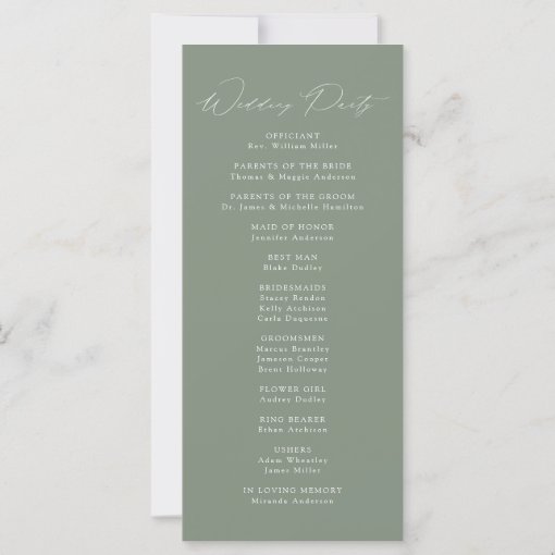 Modern Elegant Sage Green Wedding Program | Zazzle