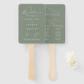 Modern Elegant Sage Green Wedding Program Hand Fan | Zazzle