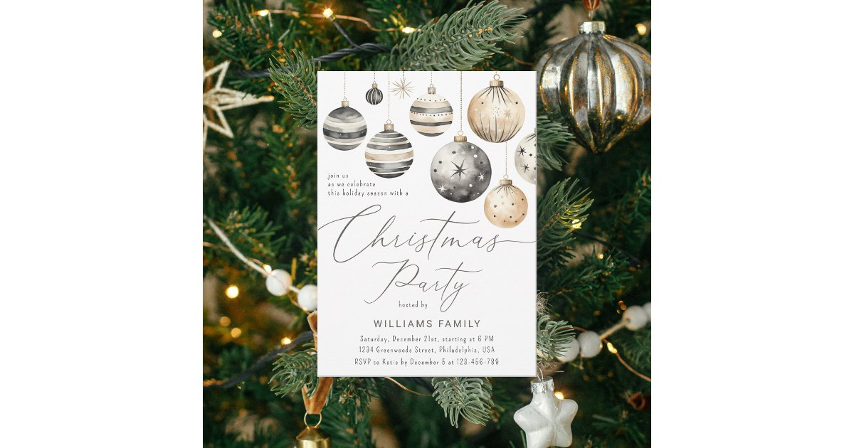 Modern Elegant Scandinavian Christmas Party Invitation | Zazzle