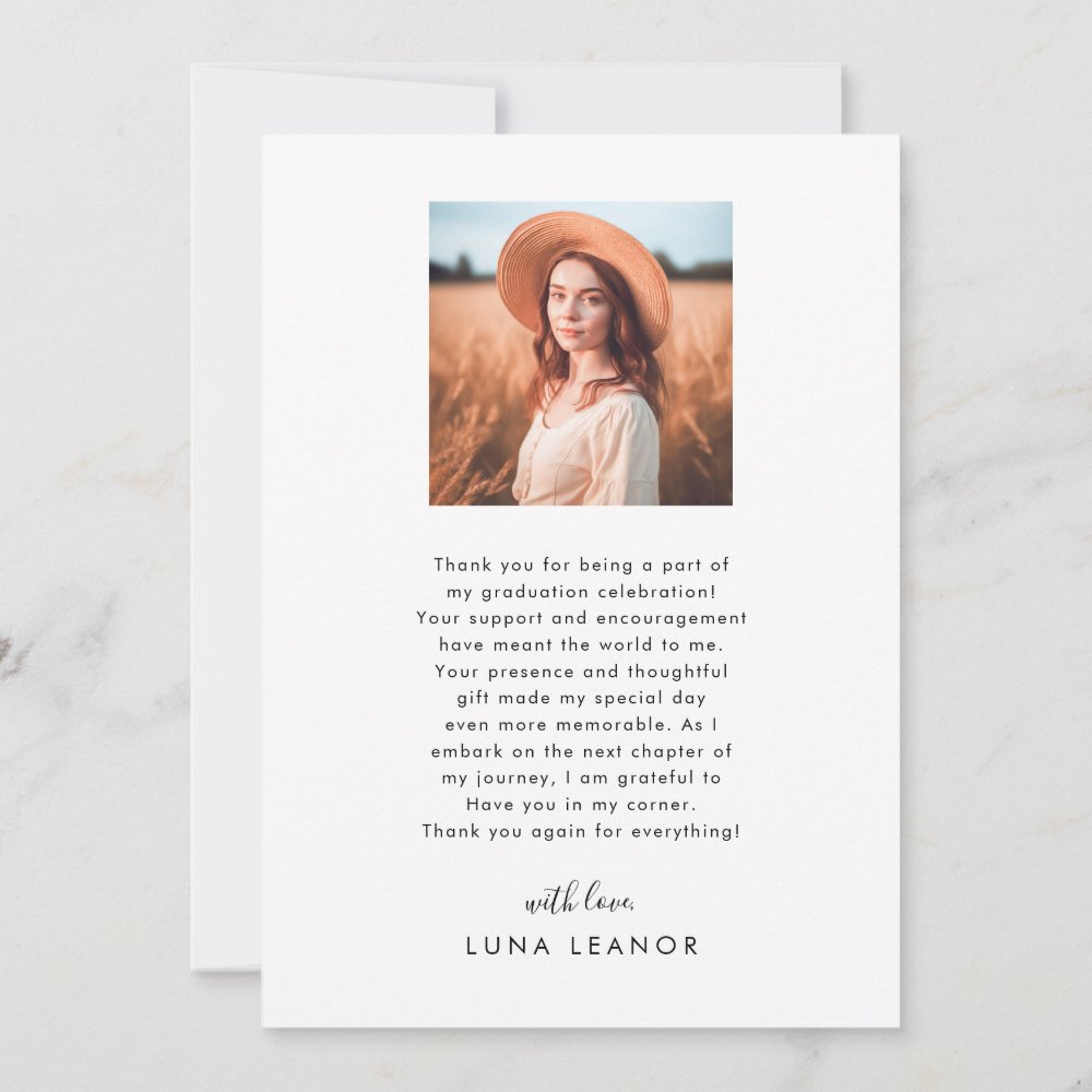 Modern Elegant Script 2023 Graduation Photo Thank You Card