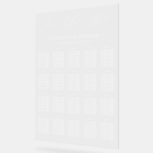 Modern Elegant Script 20 Table Seating Chart | Zazzle