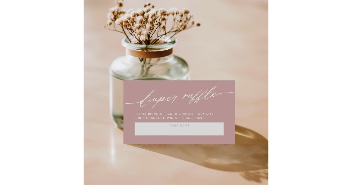 Modern Elegant Script Baby Shower Diaper Raffle Enclosure Card | Zazzle