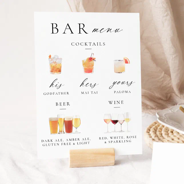 Modern Elegant Script Bar Menu Signature Poster | Zazzle
