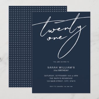 Modern Elegant Script Black 21st Birthday Party Invitation | Zazzle