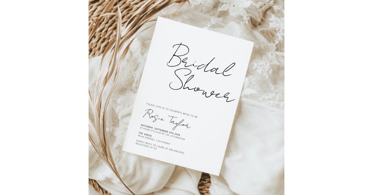 Modern Elegant Script Bridal Shower Invitation | Zazzle