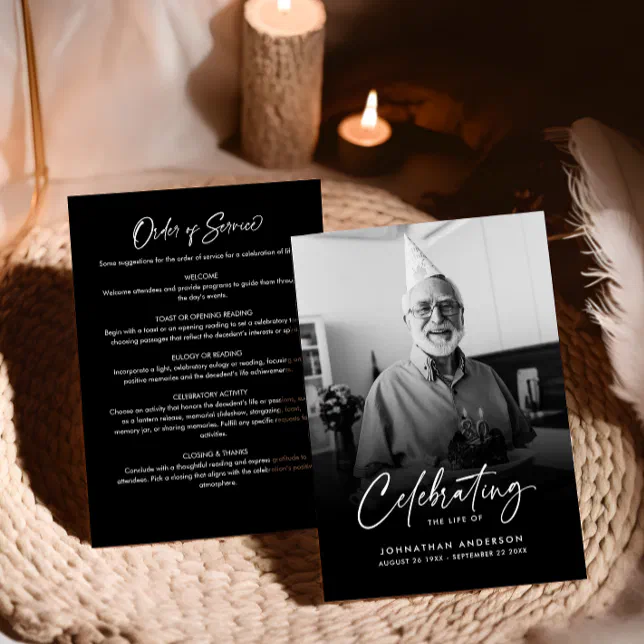 Modern Elegant Script Celebration of Life Funeral Program | Zazzle