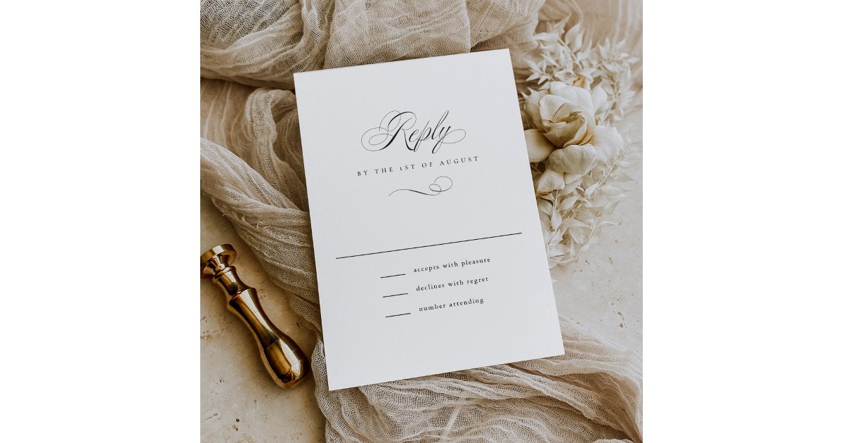 Modern Elegant Script Classic Wedding RSVP Card | Zazzle