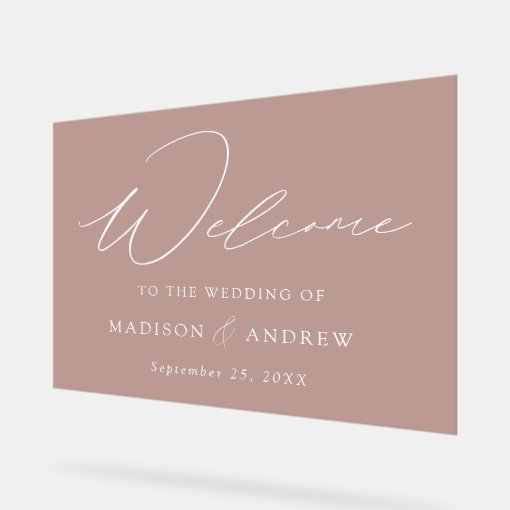 Modern Elegant Script Dusty Rose Wedding Welcome Acrylic Sign | Zazzle