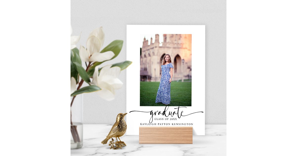 Modern Elegant Script Graduation Photo Holder | Zazzle