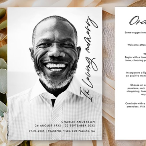 Modern Elegant Script In Loving Memory Funeral Program | Zazzle