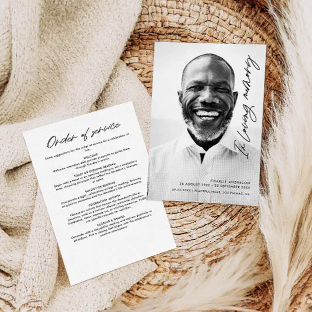 Modern Elegant Script In Loving Memory Funeral Program | Zazzle