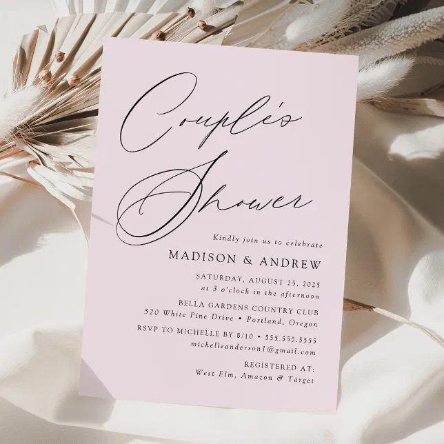 Modern Elegant Script Lavender Couple's Shower Invitation | Zazzle