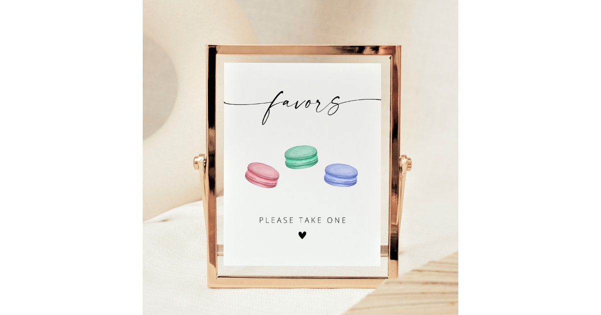 Modern Elegant Script Macaron Favors Poster | Zazzle