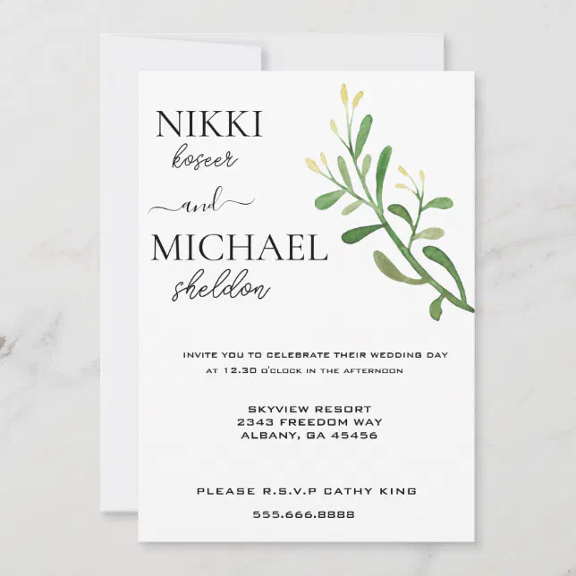 Modern Elegant Script Minimalist and Clean Wedding Invitation | Zazzle