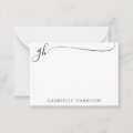 Modern Elegant Script Monogram Initials Black Note Card | Zazzle