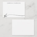 Modern Elegant Script Monogram Initials Black Note Card | Zazzle