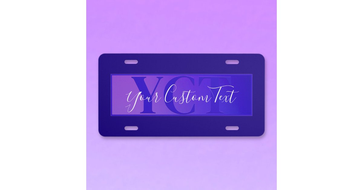 Modern Elegant Script Name & Monogram Ombre Purple License Plate | Zazzle