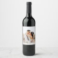 Modern Elegant Script Overlay Photo Wedding Wine Label | Zazzle