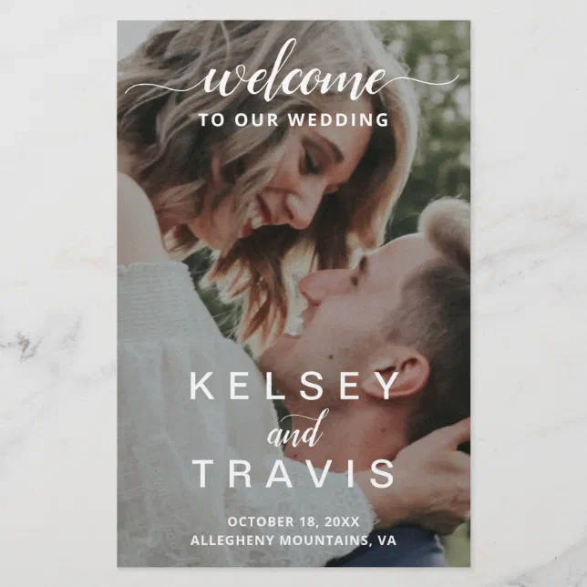 Modern Elegant Script Photo Budget Wedding Program Flyer | Zazzle