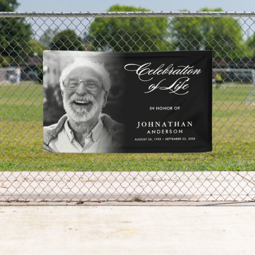 Modern Elegant Script & Photo Celebration of Life Banner | Zazzle