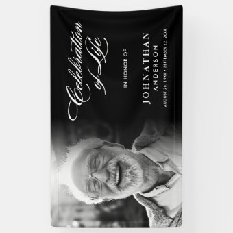 Modern Elegant Script & Photo Celebration of Life Banner | Zazzle