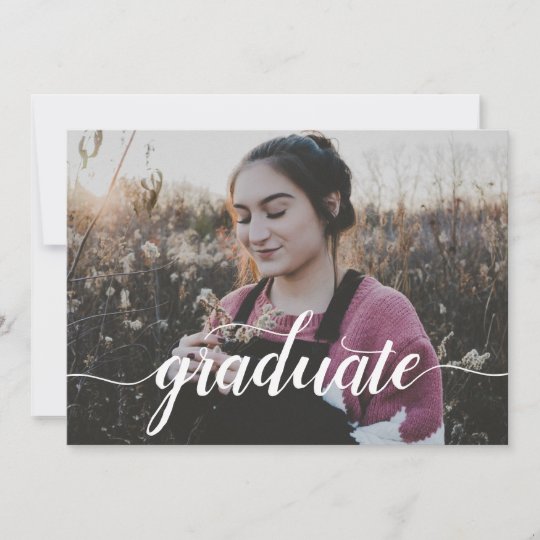 Modern Elegant Script Photo High School Graduation Announcement ...