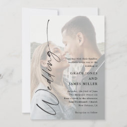 Modern Elegant Script Photo Wedding Invitation | Zazzle