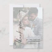 Modern Elegant Script Photo Wedding Thank You Card | Zazzle