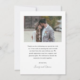 Modern Elegant Script Photo Wedding Thank You Card | Zazzle