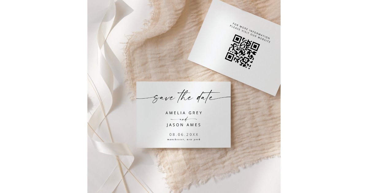 Modern Elegant Script Save the Date Details Note Card | Zazzle