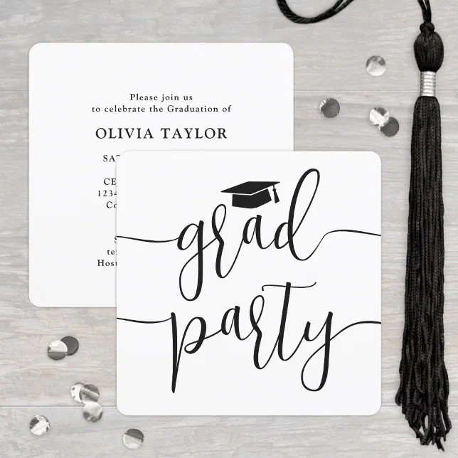 Modern Elegant Script Simple Graduation Party Invitation | Zazzle