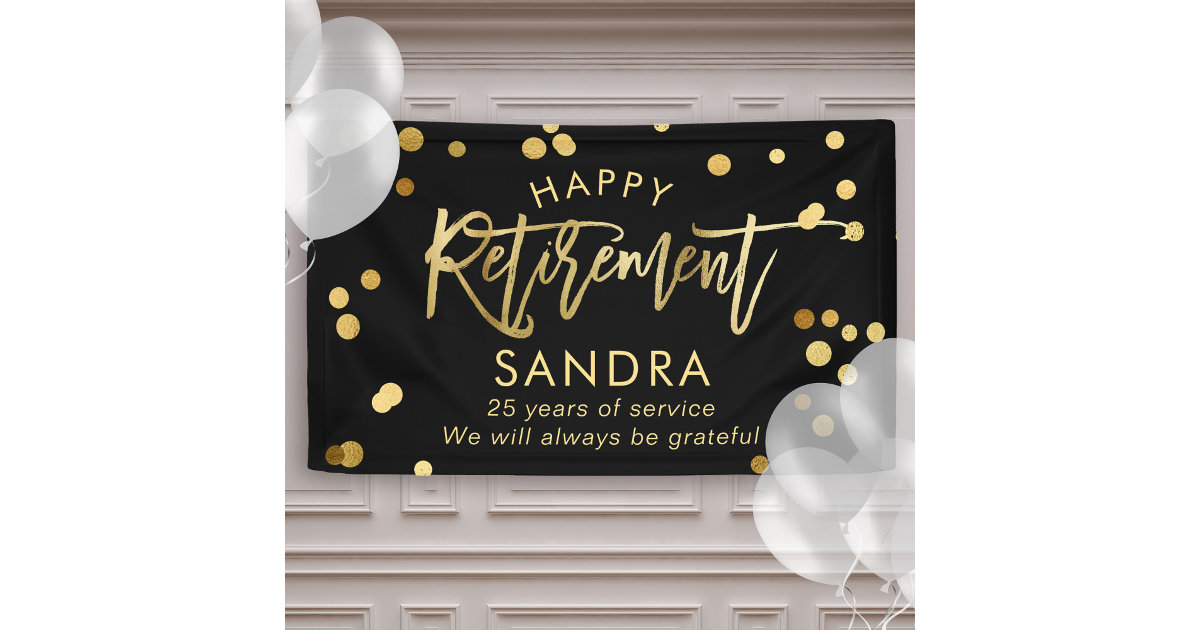 Modern Elegant Script Stylish Gold Retirement Banner | Zazzle