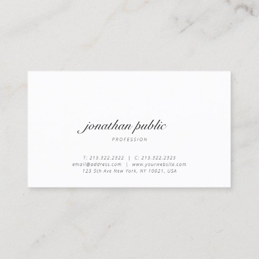 Modern Elegant Script Text Simple Professional Top Business Card | Zazzle