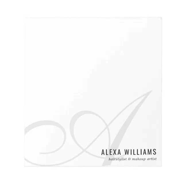 Modern Elegant Script Typography Monogram Business Notepad | Zazzle