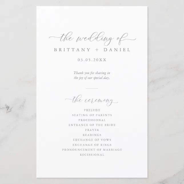 Modern Elegant Script Wedding Ceremony Program | Zazzle