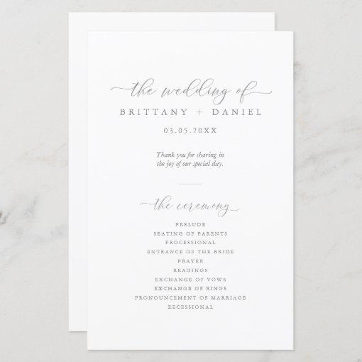 Modern Elegant Script Wedding Ceremony Program | Zazzle