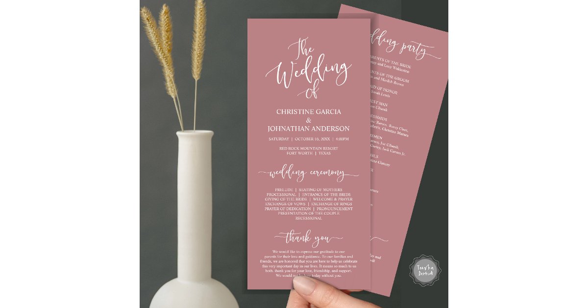 Modern Elegant Script, Wedding Ceremony Program | Zazzle